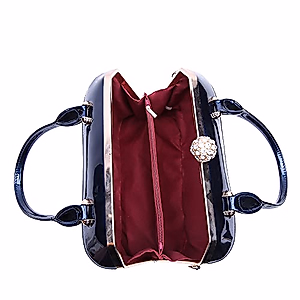 Style Strategy black patent leather purses for women Crocodile Textured Shoulder handbag with kiss lock Satchel crossbody for women