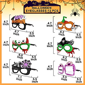 Bluegogo Halloween Glasses 12PCS Glitter Halloween Eyeglasses for Kids Adults Funny Halloween Party Favors Photo Booth Props Pumpkin Spider Web Funny Party Decorations