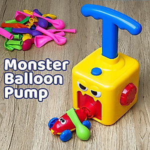 LiKee Balloon Powered Toys Monster Face Pump for 3+ Year Old Boys Girls, Car Racers Birthday Party Supplies Preschool Educational Science STEM Toys with Manual Balloon Pump for Kids