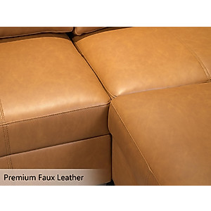 EASE MOOSE Modular Sleeper Sofa Bed Sectional Couch with Storage, Faux Leather Modular Couch Sectional Sofa, Brown