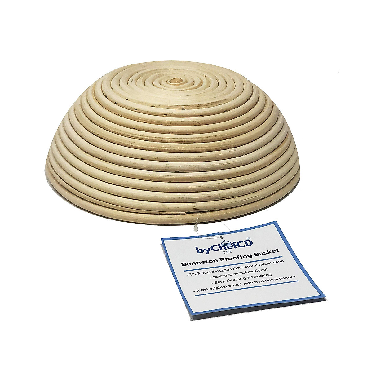 9 Inch Round Bread Basket Proofing Set- Banneton Bread Proofing Basket + Cloth Liner + Bowl Scraper + Smoother. For Home Bakers and Professionals- Great for Sourdough Starter ByChefCD