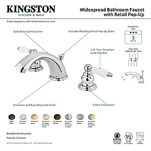 Kingston Brass KB972B Victorian Widespread Bathroom Faucet, 8-Inch Adjustable Center, Polished Brass