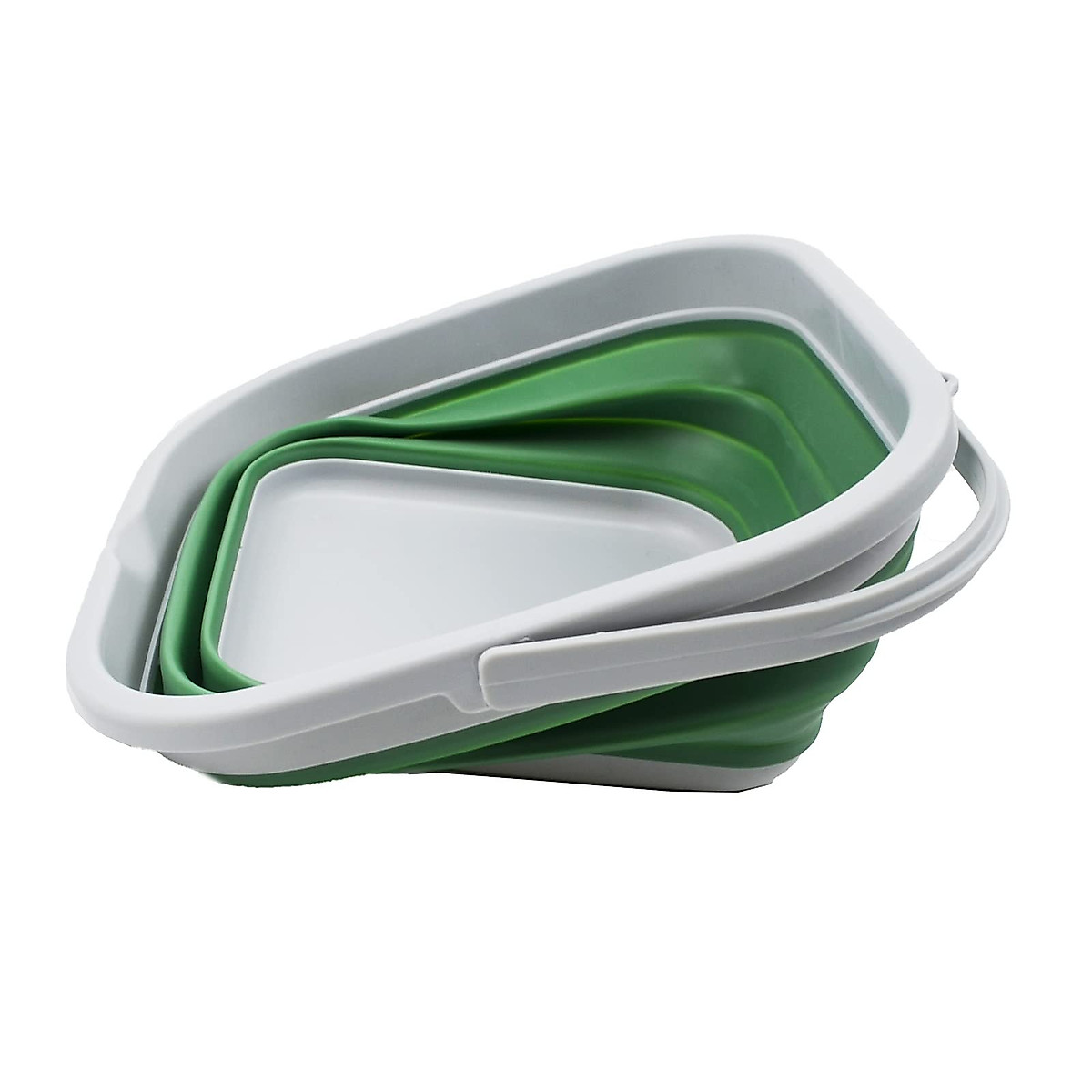 SAMMART 5.5L (1.4 Gallon) Collapsible Square Handy Bucket/Foldable SquareWater Pail/Portable Tub with Handle. (Grey/Dark Sea Green)