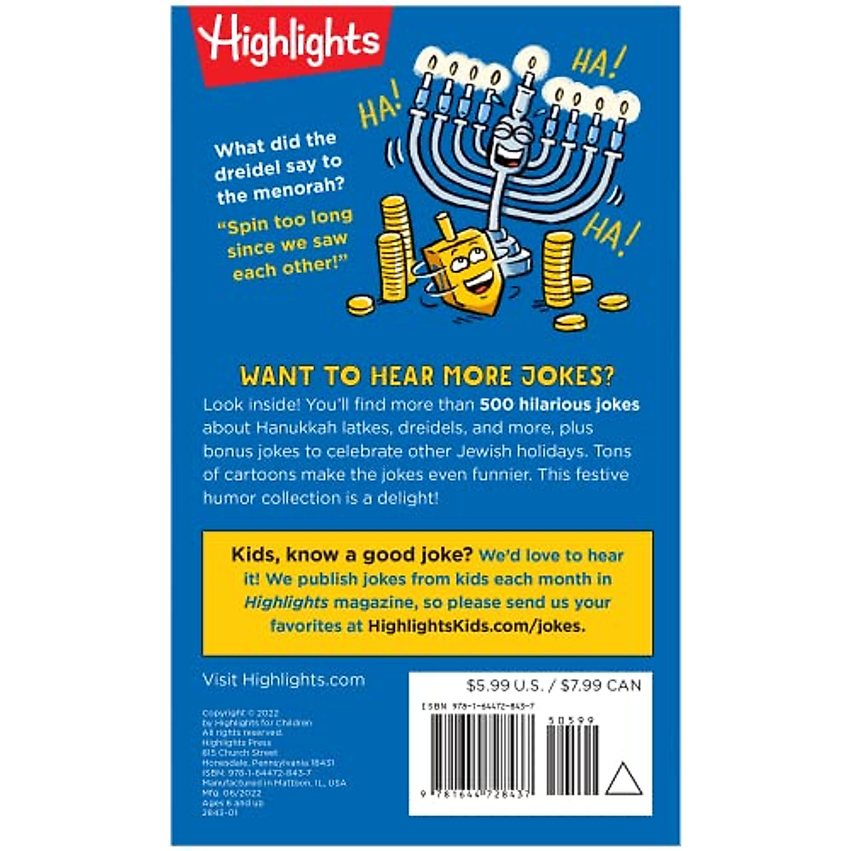 Best Kids' Hanukkah Jokes Ever!: Over 500 Hilarious Jokes for Hanukkah and Jewish Holidays, Fun-Filled Holiday-Th emed Joke Book for Kids 6-12 (Highlights Joke Books)