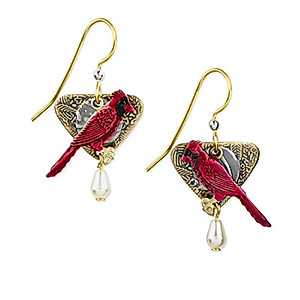 Silver Forest Cardinal Dangle Fashion Earrings