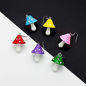Just Follow Mushroom Shape Dangle Earrings Sweet Fresh Chic Charm Mushroom Drop Earrings for Women 3D Cute Funny Simulation Mushroom Food Earrings (Mushroom Shape Dangle Earrings 8 pairs)