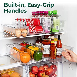 Greenco Refrigerator Organizer Bins, Fridge Organizer, Organizers and Storage Clear Bins with Durable Handles, Kitchen Organization, Shatterproof - Set of 6