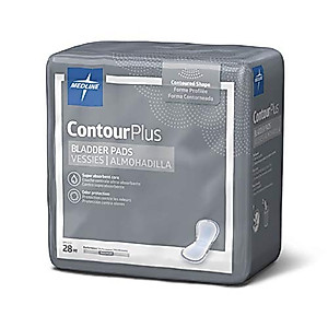 Medline ContourPlus Bladder Control Incontinence Pads, Maximum Absorbency, 6.5" x 13.5", 28 Count