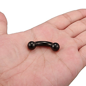 Ruifan Black Plated 316L Surgical Steel Internally Threaded Bent Curved Barbell 2G 5/8 Inch