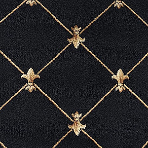 Orleans Traditional Border Black Scatter Mat Rug, 2' x 3'