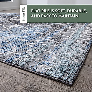 Edenbrook Area Rugs for Living Room -Gray and Blue Rug for Bedroom-Low Pile Perfect for High Traffic Areas, 5x8