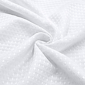 SUMGAR No Hook Shower Curtain with Snap in Liner White Waffle Fabric Hotel Luxury Modern Farmhouse Bathroom Double Layer Heavy Textured Mesh Top Window Shower Curtains Set 71 x 74