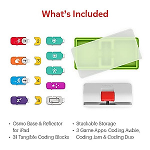 Osmo - Coding Starter Kit For iPad-3 Educational Learning Games-Ages 5-10+ -Learn To Code,Coding Basics & Coding Puzzles-STEM Toy Gifts - Logic,Coding Fundamentals,Boy & Girl(Osmo iPad Base Included)