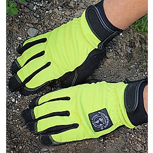 Womanswork Stretch Gardening Glove with Micro Suede Palm, Lime Green, Large