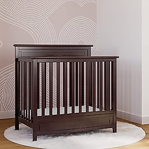 Storkcraft Petal 5-in-1 Convertible Mini Crib with Mattress, Espresso