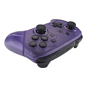 eXtremeRate Clear Atomic Purple Octagonal Gated Sticks Faceplate Backplate Handles, DIY Replacement Grip Housing Shell Cover for Nintendo Switch Pro Controller- Controller NOT Included