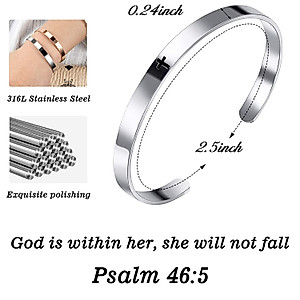 MUERDOU Inspirational Cuff Bracelet Bangle for Women Christian Bible Verse Bracelet Prayer Faith Religious Stainless Steel Bangle Gifts for Her 465