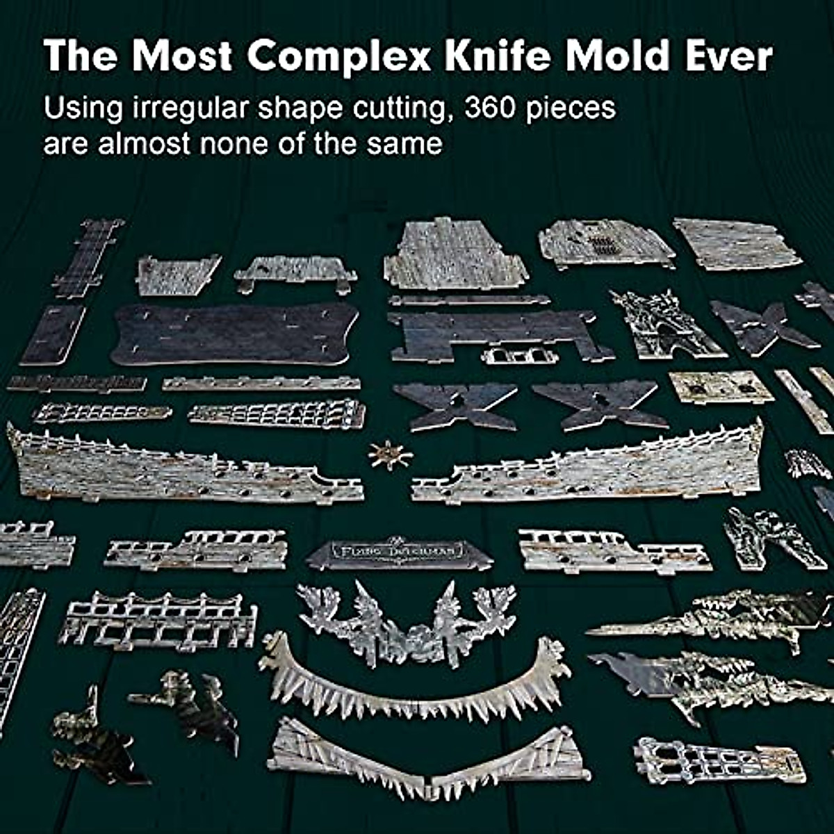 3D Puzzles for Adults Green LED Flying Dutchman 360 Pieces Haunted Pirate Ship Arts & Crafts for Adults Gifts for Men Women Model Kits, Lighting Ghost Ship Decor Brain Teaser Puzzles for Adults