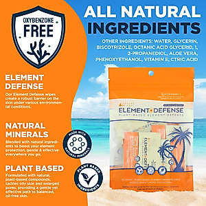 Venture Wipes Element Defense | Pore Shrinking & Oil Preventing Wipes for Men & Women | Plant-Based | Easy-to-Use, Travel Size | Unscented