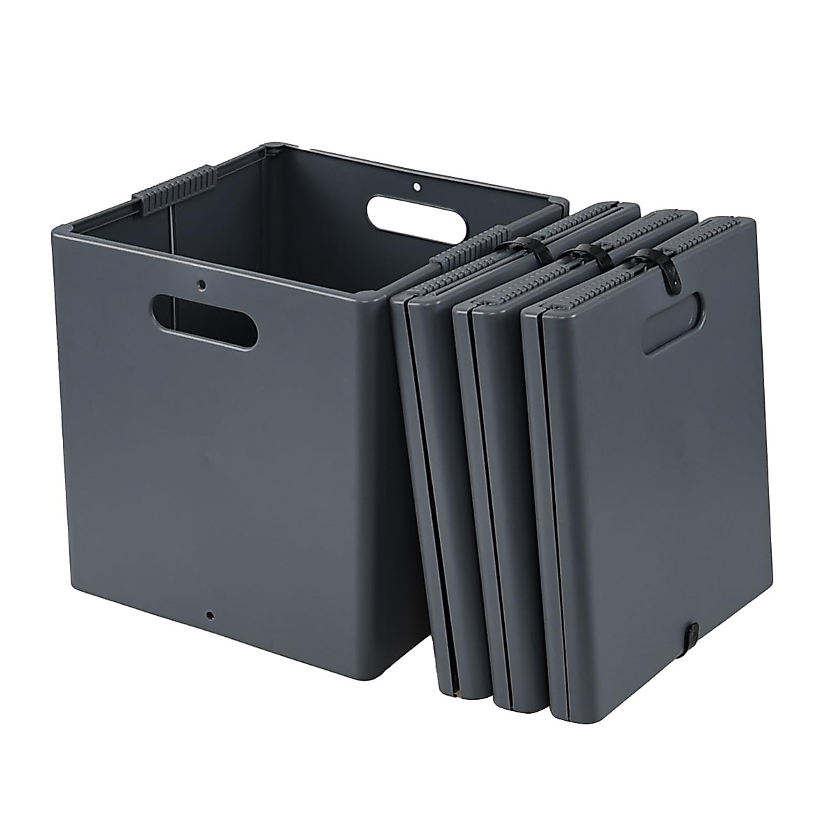 Ziglous 13 Inches Plastic Foldable Cube Storage Bins, Collapsible Storage Cubes, Gray, 4 Packs