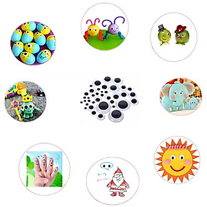 1000Pcs Googly Wiggle Eyes Self Adhesive for Craft Sticker Multiple Size 4-24mm for DIY Animal Creative Crafts Decorations