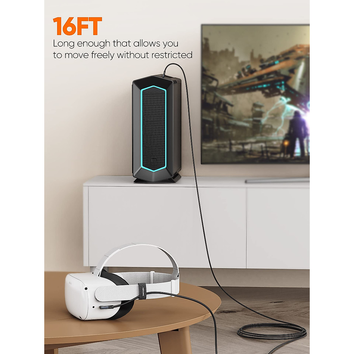 CableCreation 16FT Link VR Cable Compatible with Meta Quest Pro/Quest2/Pico4 and More VR Headset, 5Gbps USB C to C Highly Speed Cable, VR Headsets Accessories Gaming PC Link Cable 5 Meters