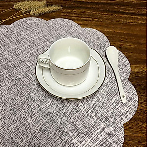 Kreatur Round Waterproof Placemats for Dining Table Set of 6,Modern PU Leather Washable Table Mats Non-Slip Easy to Clean for Home Kitchen Decor
