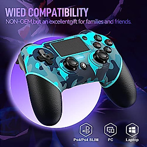 JORREP Wireless Controller for PS4, Remote Controller Compatible with PS-4/Slim/Pro, Wireless Gams Controller with Dual Vibration, 6-Axis Motion, Audio Function, Mini LED Indicator