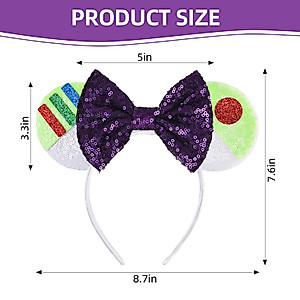 Seamoy Minnie Ears Headband, Yellow Mouse Ears, Sparkle Silver Princess Ears for Women Girls (Buzz Light Year)