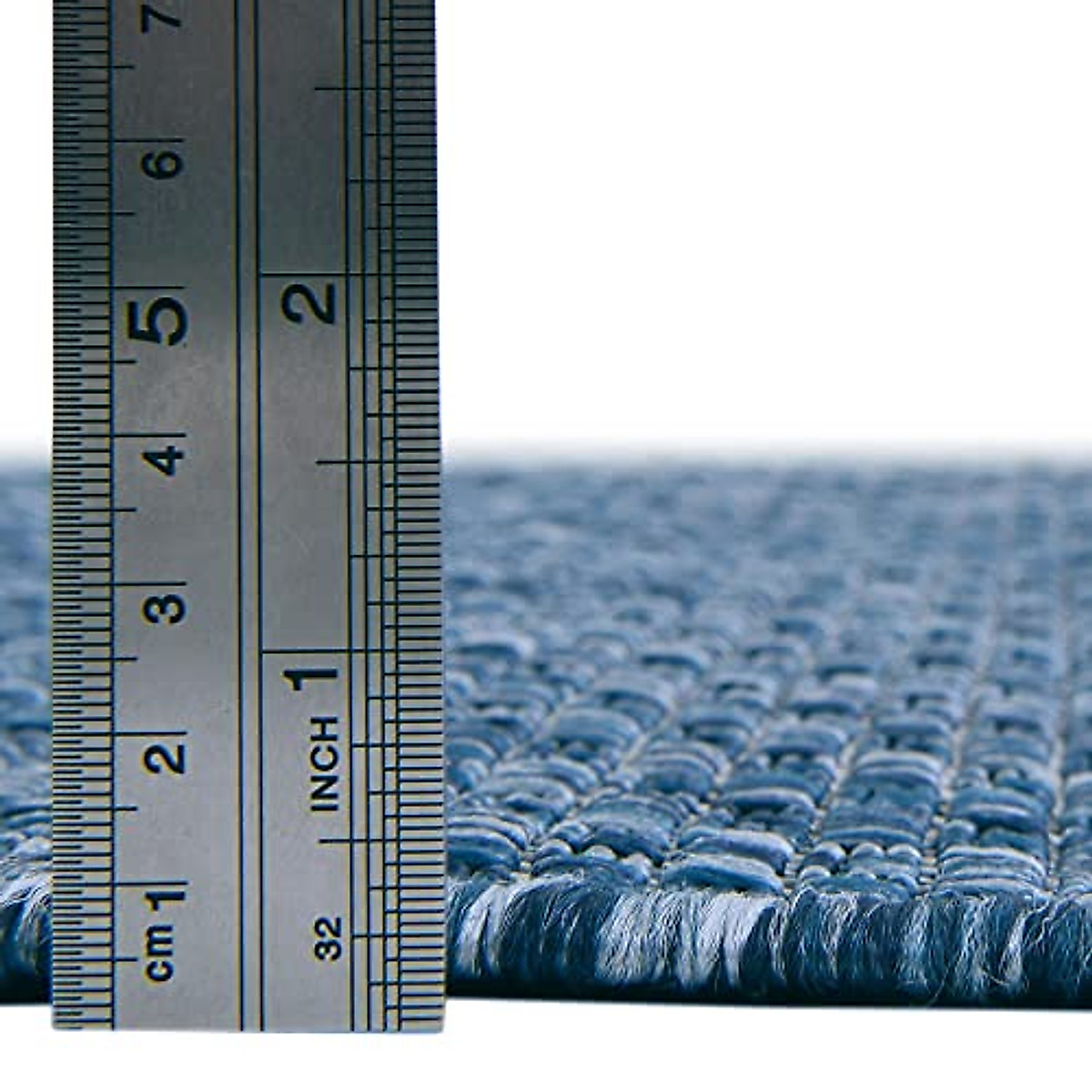 Unique Loom Collection Casual Transitional Solid Heathered Indoor/Outdoor Flatweave Area Rug, Rectangular 9' 0" x 12' 0", Blue/Navy Blue