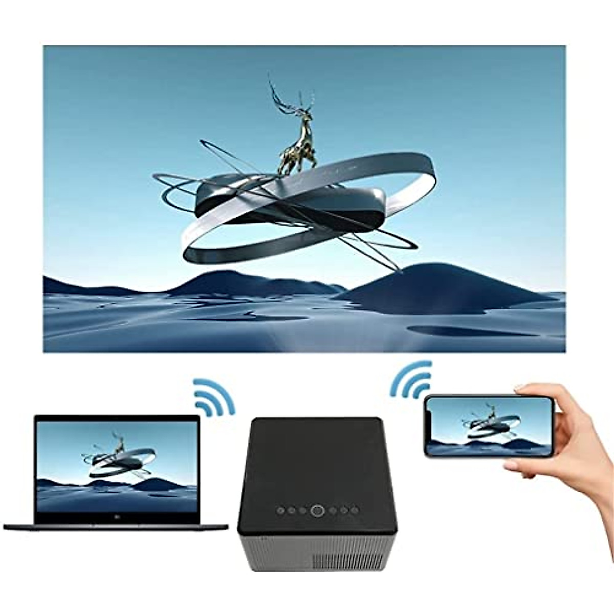 Feilx Mini Projector 2022 Upgraded Portable Video-Projector,Full HD 1080P LED Projector for Home Theater 7200 Lumens WiFi Mirroring USB Speakers