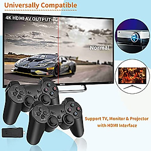 FUNTELL Wireless Retro Game Console, Plug & Play Video TV Game Stick With 10000+ Games Built-in, 64G, 9 Emulators, 4K HDMI Output for TV with Dual 2.4G Wireless Controllers
