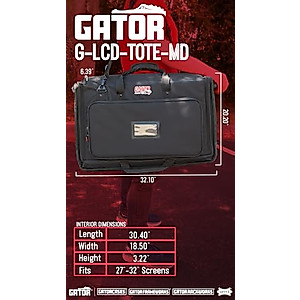 Gator Cases Padded Nylon Carry Tote Bag for Transporting LCD Screens, Monitors and TVs Between 27" - 32" (G-LCD-TOTE-MD), Black