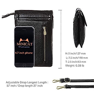 MINICAT Roomy Pockets Series Small Crossbody Bags Cell Phone Purse Wallet for Women(Black)