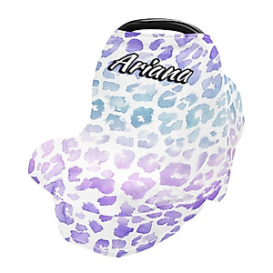Custom Leopard Tie Dye Stretchy Baby Car Seat Canopy Presonalized Infant Stroller Cover Multi Use Baby Carseat Cover Customized Nursing Cover for High Chair