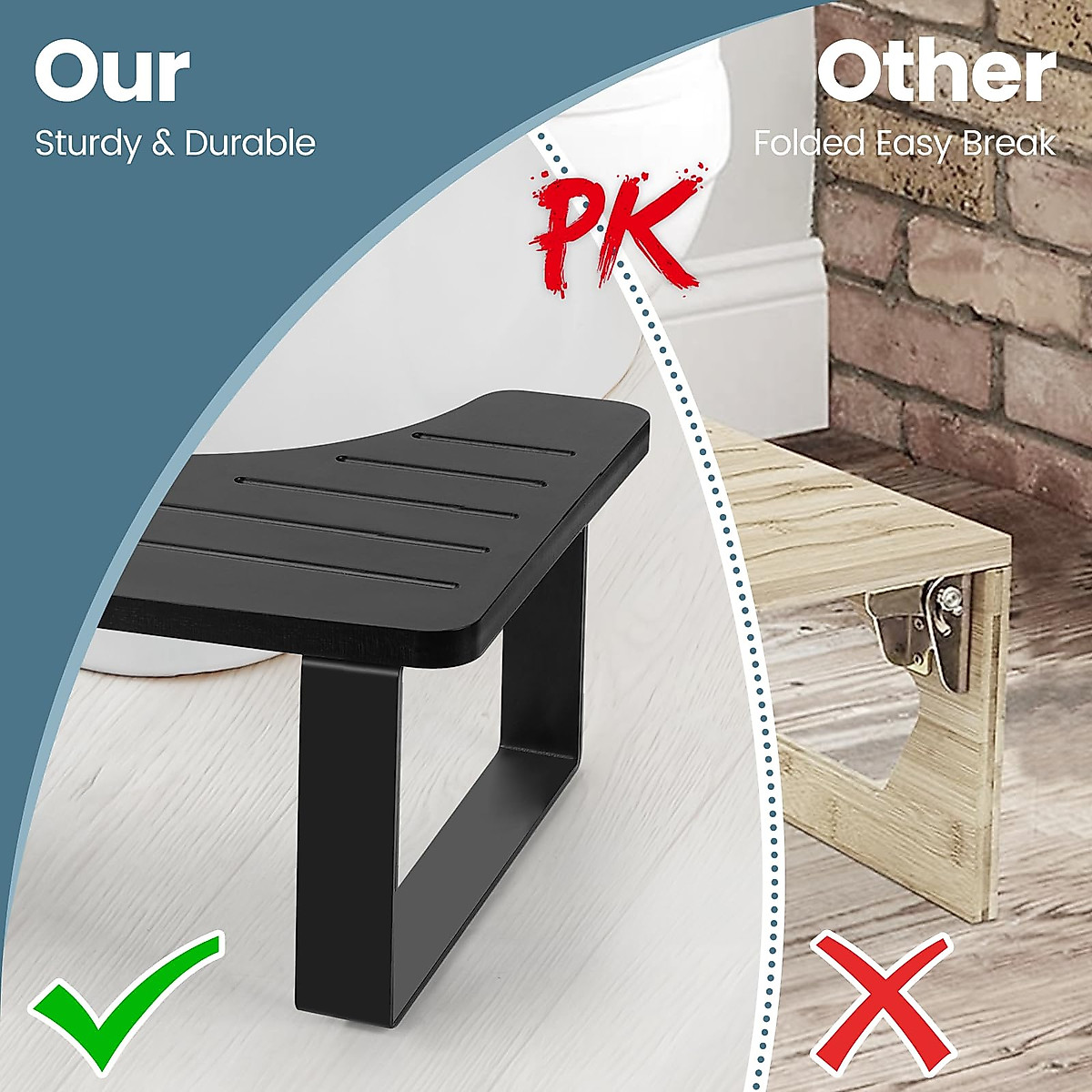 JOPSTDI Bathroom Stool,Bamboo Toilet for Bathroom,Adult and Children's Bedpan,Portable Squatting Pan with Dual Anti Slip Design,Stain,Scratch,CrackProof(Black)