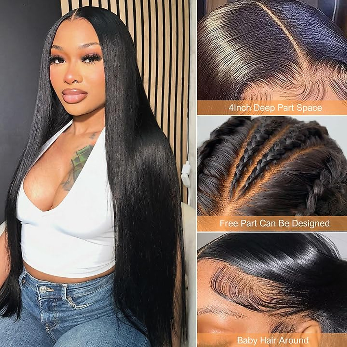 250 Density 30 Inch Lace Front Wig Human Hair,13x4 HD Lace Frontal Wigs Human Hair Pre Plucked with Baby Hair Glueless Straight Lace Front Wigs Human Hair For Black Women