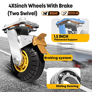 Heavy Duty Platform Truck Flat Moving Cart Hand Trucks,2000Lbs Steel Push Cart Dolly, 36 x 24in Large Flatbed with 5'' 360 Degree Swivel Wheels for Easy Storage