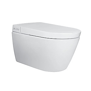 Aqueous In-Wall Smart Toilet Combo Set – Complete System with Toilet Bowl, Bidet Toilet Seat, Tank, Carrier for 2x4 Studs, Chrome Push Buttons, Round and Elongated Compatibility