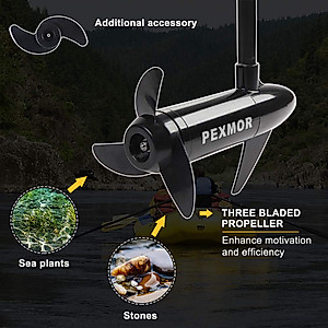 PEXMOR 36LBS Thrust 8 Speed Electric Trolling Motor, Electric Outboard Boat Motor w/Adjustable Handle & LED Indicator, Transom Mounted for Saltwater, Kayak, Fishing Boat