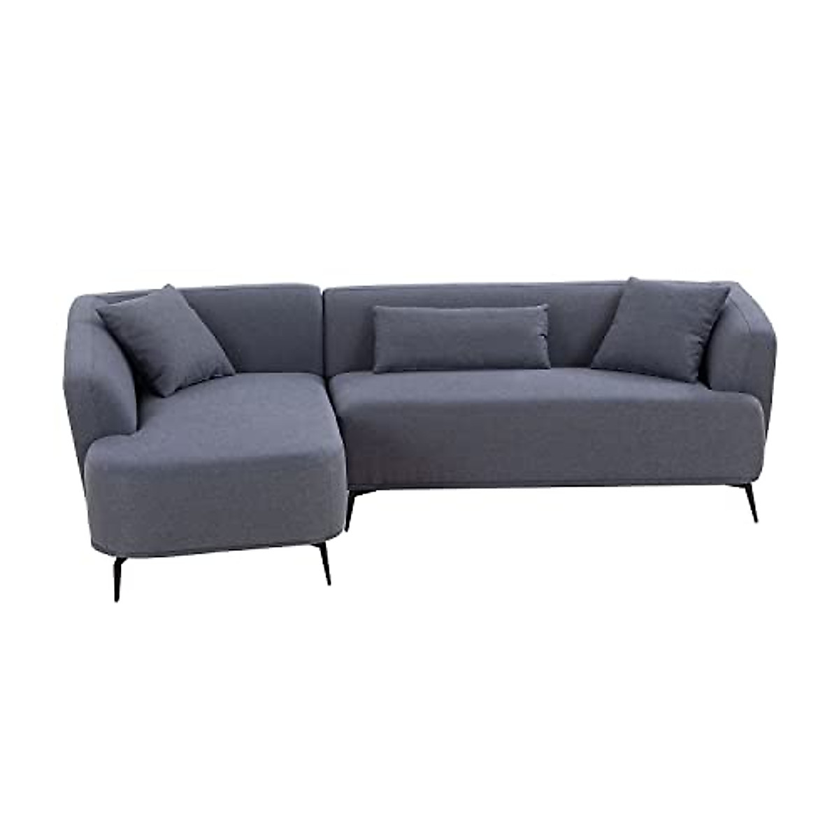 Goohome 102" L-Shape Sectional Sofa with Chaise Lounge, Oversize Modern Fabric Upholstered Couch with Metal Legs, Living Room Furniture Set for Apartment Bedroom