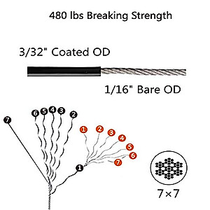 String Lights Hanging Kit,Globe String Lights Suspension Kit,Outdoor Light Guide Wire,Includ 164 FT Nylon-Coated Stainless Steel Wire Rope Cable,Turnbuckle and Hooks,Enough Accessories,Use Manual
