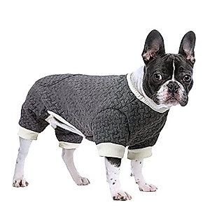 ASENKU Knitted Dog Pajamas Thermal Dog Onesie, Stretchy Jumpsuits Puppy Bodysuits for Small Dogs