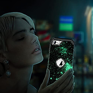 Miqala for iPhone SE 2022/2020 Case,Shiny in The Dark Three Layer Heavy Duty Shockproof Hard Plastic Bumper +Soft Silicone Rubber Protective Case for Apple iPhone SE(3rd Gen/2nd Gen) 4.7 inch,Blue