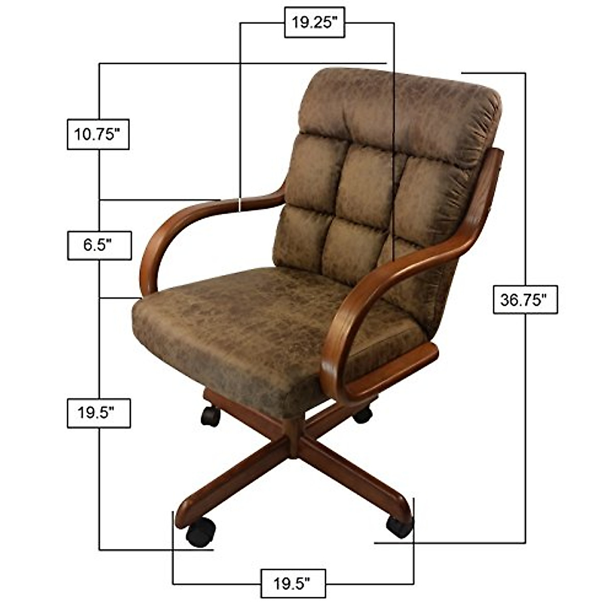 Caster Chair Company Bernard Swivel Tilt Caster Dining Arm Chair in Rawhide Microsuede (1 Chair)