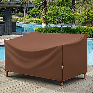 Arcedo Patio Sofa Cover, Waterproof Outdoor 3 Seater Couch Cover, Heavy Duty Outdoor Sofa Cover, Durable Windproof Patio Furniture Sectional Cover, 90W x 34D x 32 H Inch, Brown
