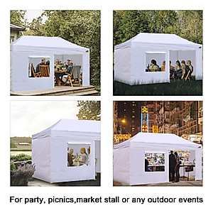 Eurmax USA Zippered Walls for 10 x 20 Easy Pop Up Canopy Tent, Full Enclosure Sidewall Kit with Roller Up Mesh Window and Door 4 Walls ONLY,NOT Including Frame and Top(Orange)