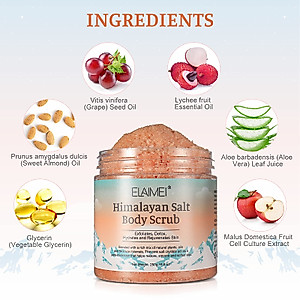 Moulis Himalayan Salt Body Scrub Natural Exfoliating Salt Scrub for Acne, Cellulite, Deep Cleansing, Scars, Wrinkles, Exfoliate and Moisturize Skin Infused with Collagen and Stem Cell