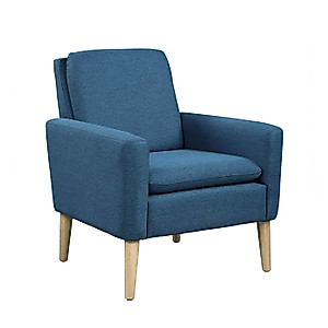 Lohoms Modern Accent Fabric Chair Single Sofa Comfy Upholstered Arm Chair Living Room Furniture Navy Blue