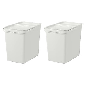 I-K-E-A 2x HÅLLBAR Bin with Lid, Light Gray 6 Gallons